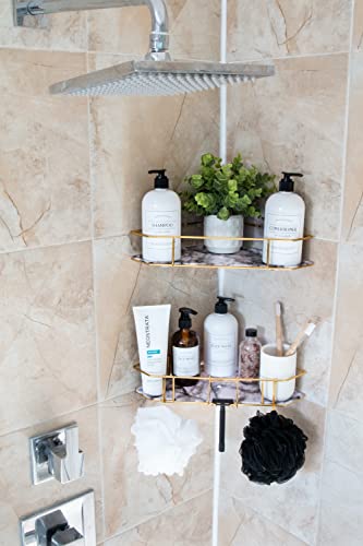 LuxeCaddy Shower Caddy , Corner Shower Caddy ,Shower Organizer, Shower Shelves Inserts for Bathroom Organization, Gold