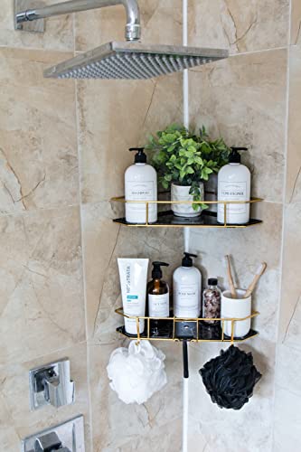 LuxeCaddy Shower Caddy , Corner Shower Caddy ,Shower Organizer, Shower Shelves Inserts for Bathroom Organization, Gold