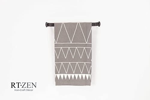 RTZEN Small Black Hand Towel Holder for Bathroom - Handcrafted Farmhouse Wrought Iron Kitchen Towel Rack - Matte Hand Towel Bar Hanger for Home or Office - 12" Wall Mounted Rack Fits 10" Towels