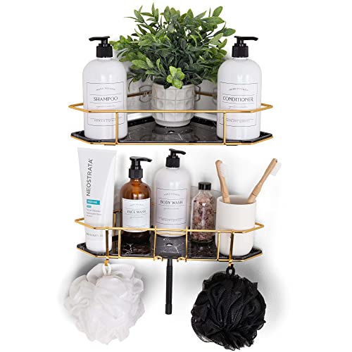 LuxeCaddy Shower Caddy , Corner Shower Caddy ,Shower Organizer, Shower Shelves Inserts for Bathroom Organization, Gold
