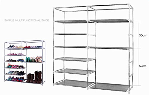 6 Tier Shoe Rack with Dustproof Cover, 27 Pairs Portable Vertical Double Row Shoe Rack Storage Organizer with Nonwoven Fabric Cover Cabinet for Closet & Entryway, Wine Red