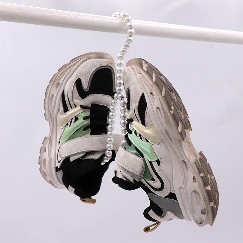 4 Pack Pearl Shoes Hanger Plastic Elegant Shoes Drying Rack Faux Pearl Beaded Shoe Display Closet Organizer Storage for Adults Men Women
