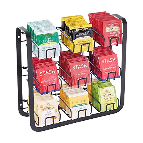 NHZ Stainless Steel 3 Tier Tea Bag Holder - Organizer for Over 180 Tea Bags, Storage Cabinet and Counter, Wall Mount Available