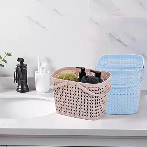Frcctre 3 Pack Portable Shower Caddy Basket, Plastic Storage Baskets with Handle, Plastic Tote Storage Basket Toiletry Organizer for Bathroom, Kitchen, Pantry, College Dorm