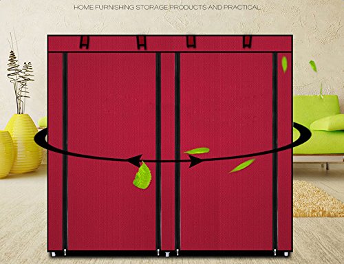 6 Tier Shoe Rack with Dustproof Cover, 27 Pairs Portable Vertical Double Row Shoe Rack Storage Organizer with Nonwoven Fabric Cover Cabinet for Closet & Entryway, Wine Red