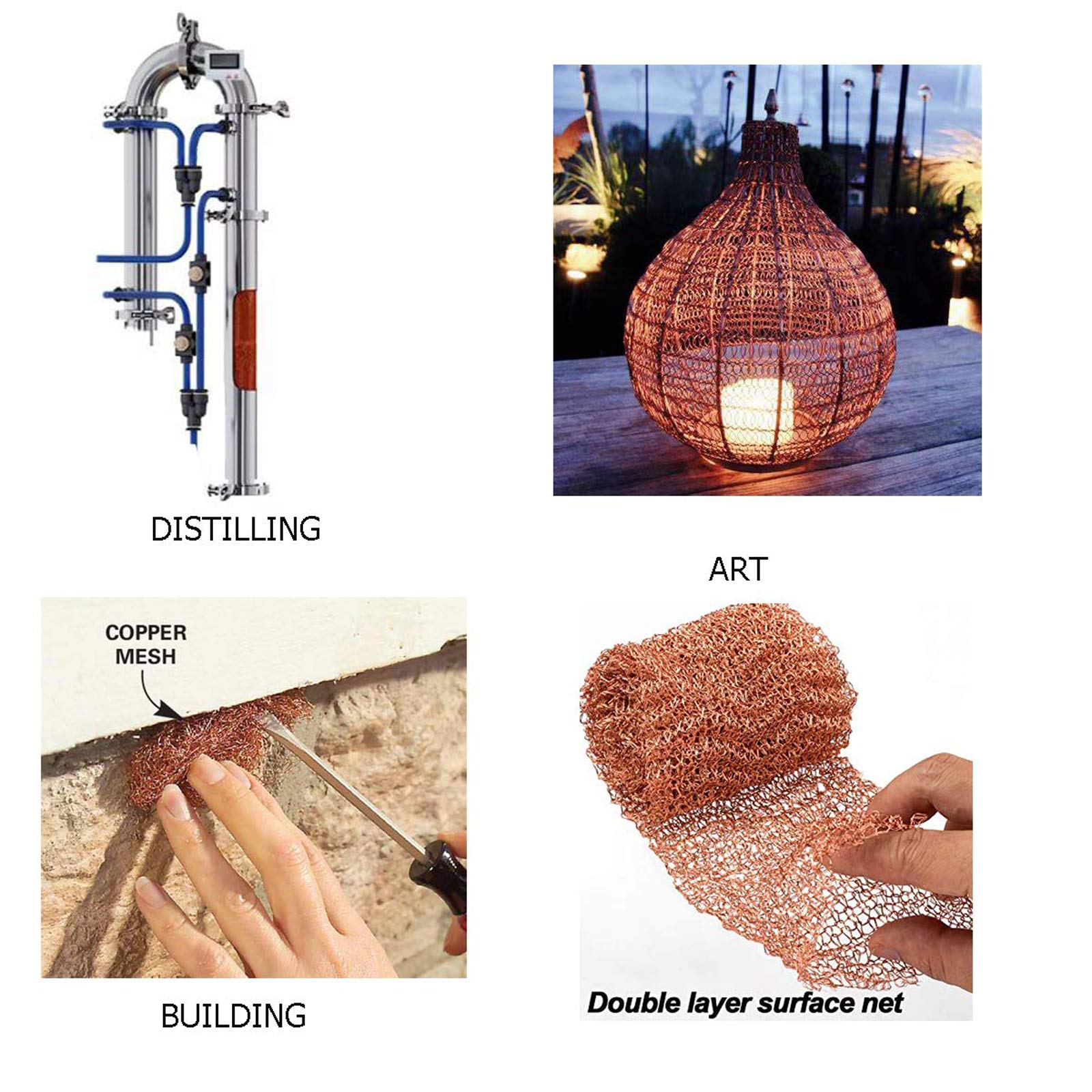 Copper Mesh, Rodent Mesh Sturdy Pure Copper Stuff-fit Wire Mesh for Gap Copper Blocker Fill Fabric 5" x 47"