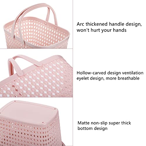 Frcctre 3 Pack Portable Shower Caddy Basket, Plastic Storage Baskets with Handle, Plastic Tote Storage Basket Toiletry Organizer for Bathroom, Kitchen, Pantry, College Dorm