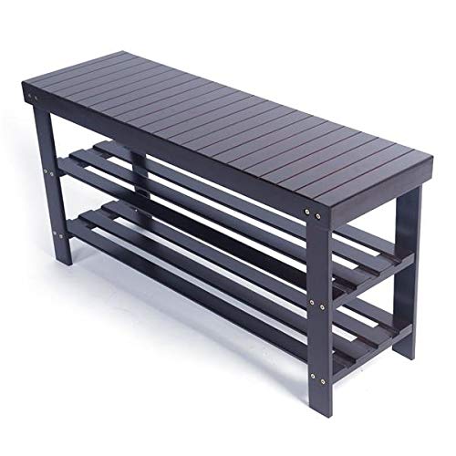 3-Tier Shoe Rack Bench, Shoe Organizer with Seat, Bamboo Table with Shoe Storage, Entryway Shoes Storage Shelf Organizer for Front Door Bathroom Hallway Bedroom Living Room