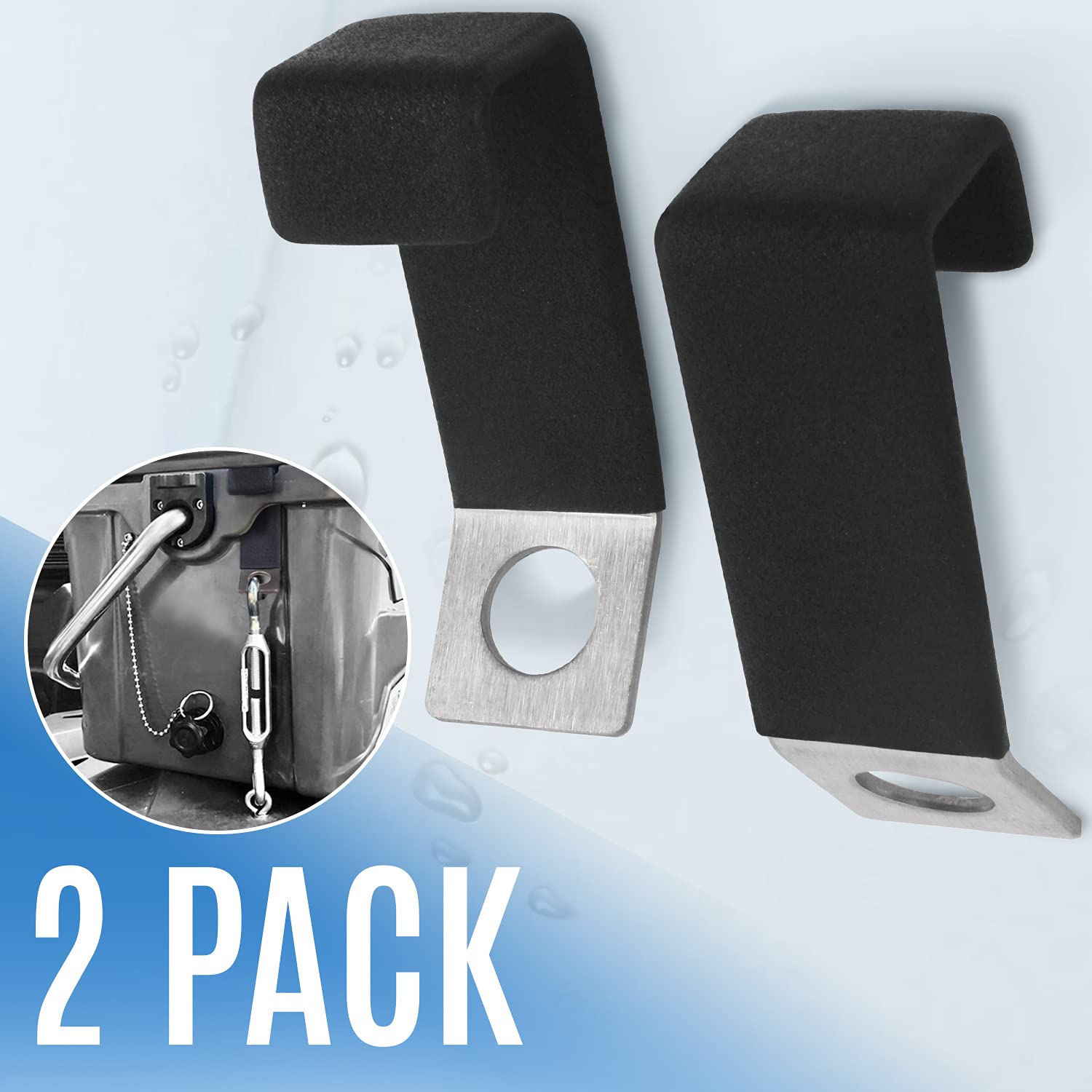 IMPRESA [2 Pack] Cooler Lock Bracket for Yeti and for RTIC Cooler Tie Down Kit - Locks Brackets Secure Mid-to Large-Size - Rubber Coating on Bracket to Prevent Scratches