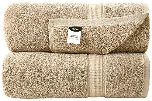 Oakias 2 Pack Luxury Bath Sheets Beige β 35 x 70 Inches β Highly Absorbent & Soft 600 GSM Extra Large Bath Towels