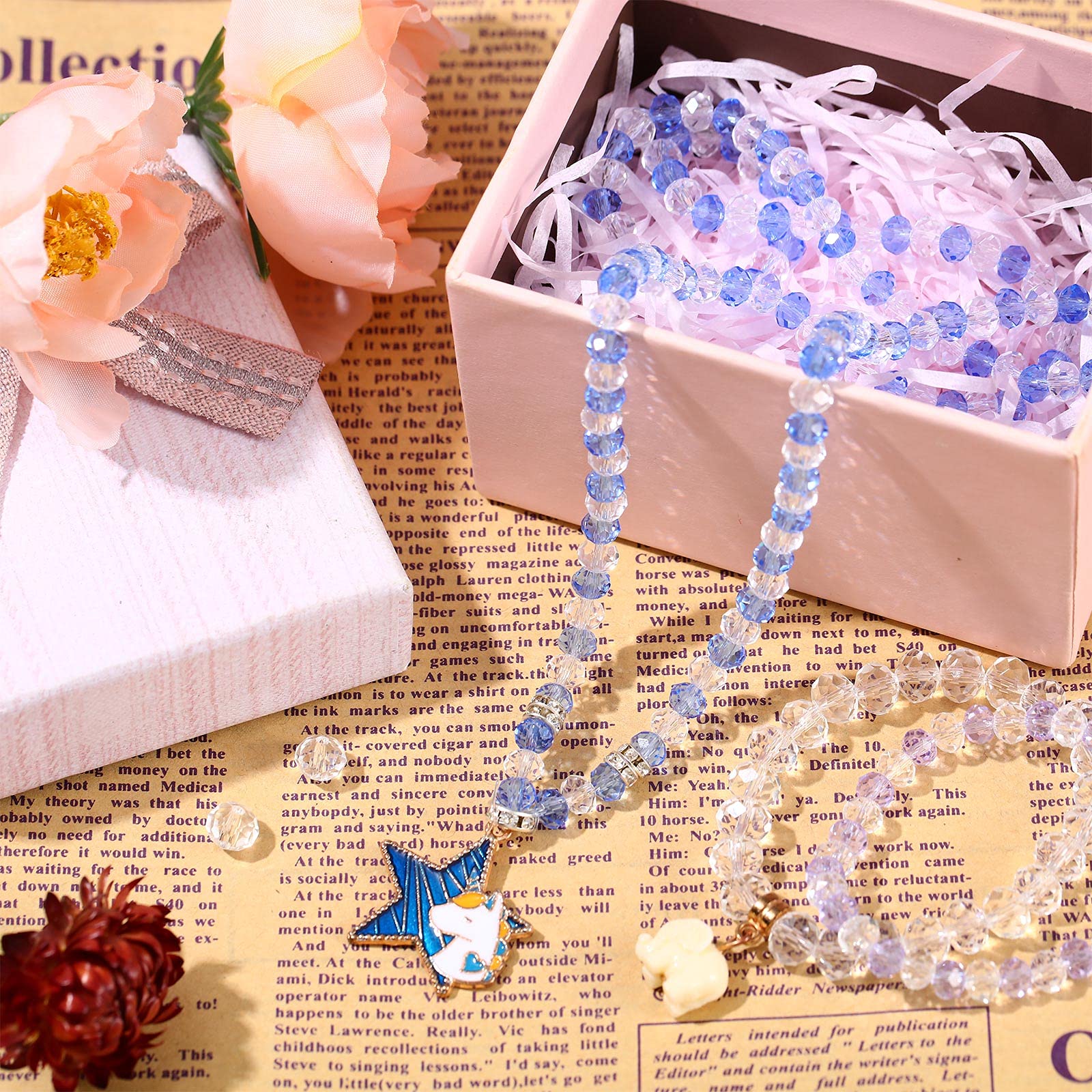 680 Pieces Clear Crystal Glass Beads Bulk Transparent Rondelle Bicone Glass Stone Beads for Jewelry Making, Craft, DIY Bracelet, Necklace, Dolls, Suncatcher