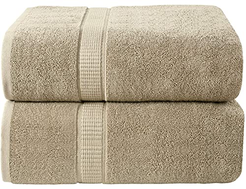Oakias 2 Pack Luxury Bath Sheets Beige β 35 x 70 Inches β Highly Absorbent & Soft 600 GSM Extra Large Bath Towels