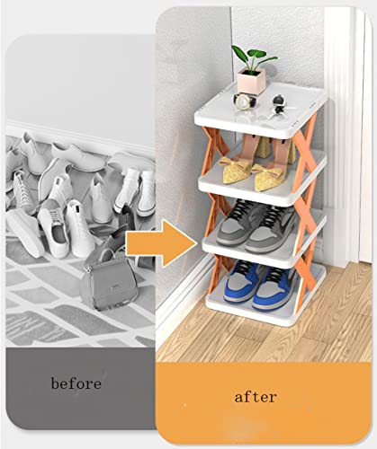 CUSNESTAL Stackable Shoe Rack for Closet, Shoe Organizer Storage for Entryway, Free Combination Shoe Cabinet for Home, 4-tie, Green