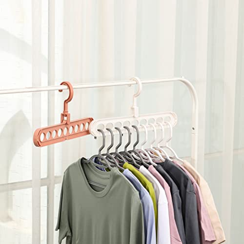 White Magic Hangers Space Saving Clothes Hangers,Closet Organizers and Storage,Smart Space Saver Sturdy Plastic Hangers with 9 Holes for Heavy Clothes,College Dorm Room Essentials For Wardrobe 10 Pack