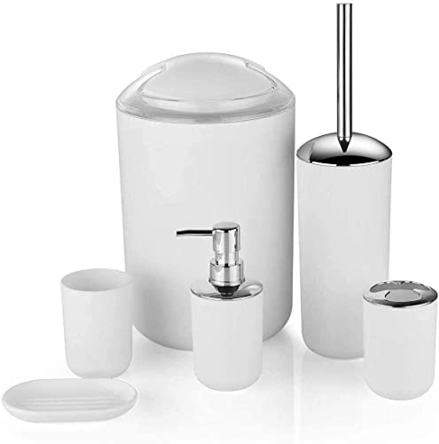 DVTEL Plastic Bathroom six-Piece Bathroom Suit Liquid Bottle Toilet Brush Cup Toothbrush Cup soap Box (Color : Black)