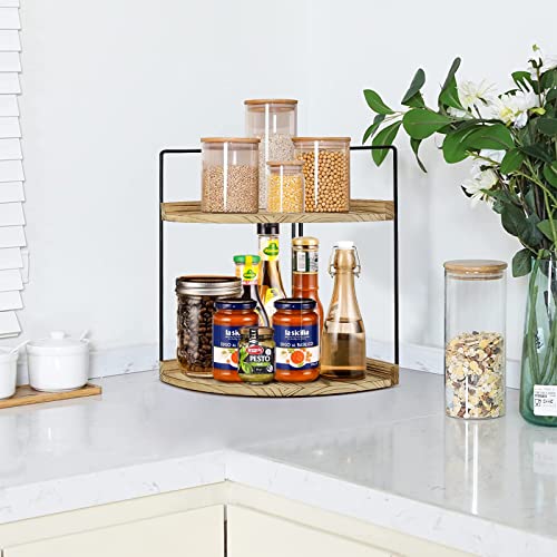 2-Tier Bathroom Counter Organizer, Bathroom Corner Storage Shelf, Bathroom Trays for Counter Vanity Organizer, Cosmetic Holder Perfume Makeup Standing Rack, Bathroom Sink Organizer Kitchen Spice Rack