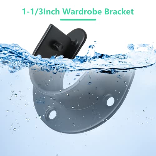 Suiwotin 8 Packs Stainless Steel Closet Rod End Supports 1-1/3 Inch Wardrobe Bracket Heavy Duty Closet Pole Sockets Flange Rod Holder, U-Shaped with Screws, Black