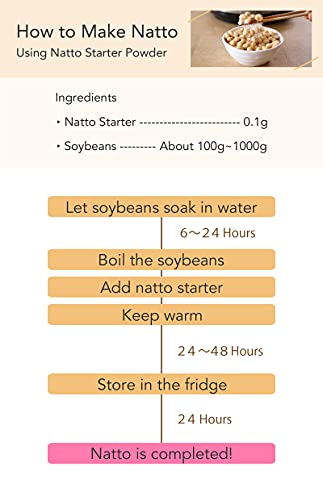 KAWASHIMAYA Natto Starter Spores Powder 0.3 oz (10g), Can Make up to 100kg Natto, 100% Made from Organic Soybean Extract, Made in Japan