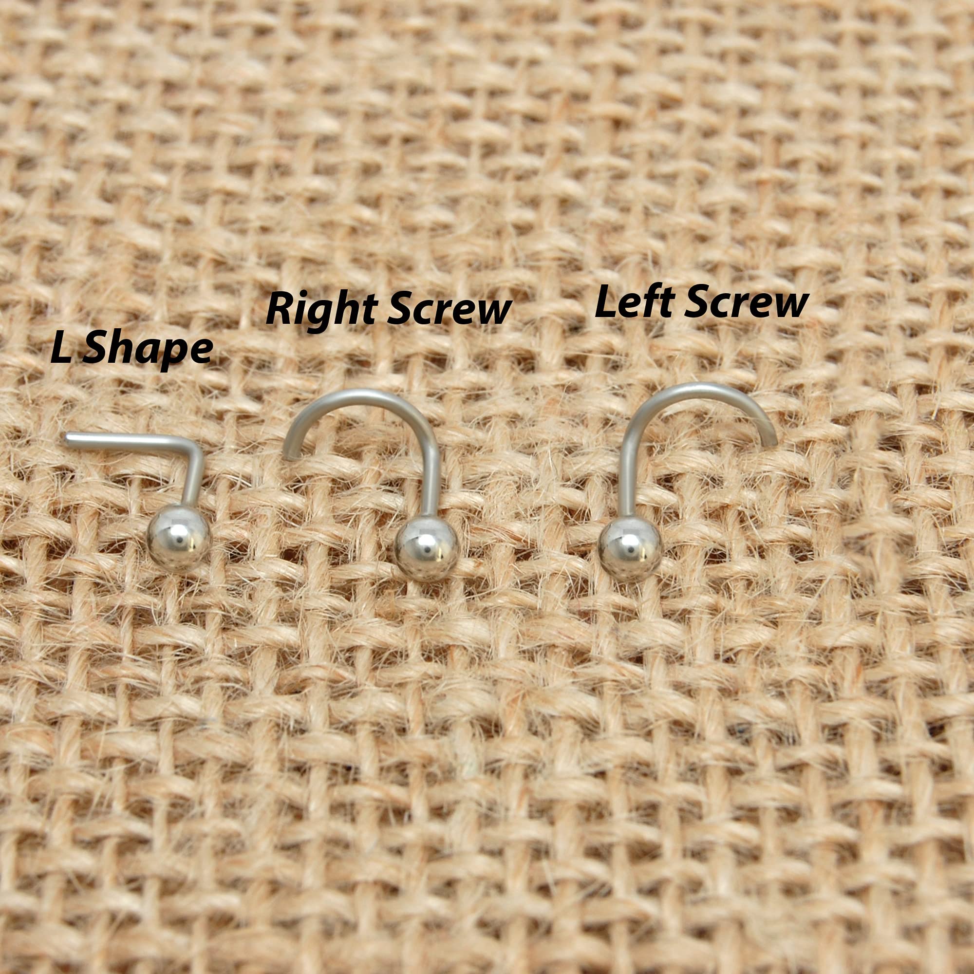 CZ Nose Stud Titanium - Nose Pin 20g - Nostril Jewelry 18g - Nose Ring 22g - Nose Earring - Nose Bone Stud 16g (Gauge Size: 22g; Style: L Shape)