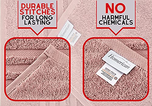 HOMERICAN Oversized Bath Towels Extra Large - Fluffy & Soft Oversized Turkish Bath Sheet - Quick Dry, Absorbent & Machine-Washable Cotton Towels for Bathroom, Hotel or Spa - 40x80, 600 GSM Terracotta