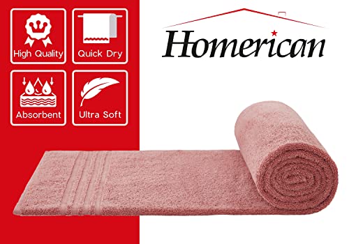 HOMERICAN Oversized Bath Towels Extra Large - Fluffy & Soft Oversized Turkish Bath Sheet - Quick Dry, Absorbent & Machine-Washable Cotton Towels for Bathroom, Hotel or Spa - 40x80, 600 GSM Terracotta
