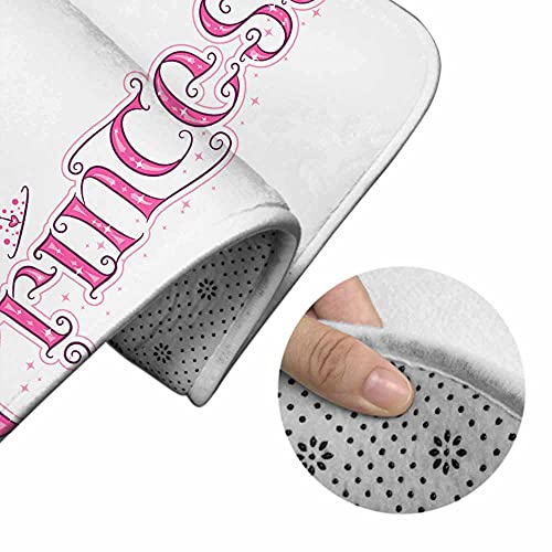 AOYEGO The Word Princess 3 Pieces Bathroom Rugs Set Text Featuring Clip Art Typography Aristocracy Crown Non Slip 23.6X15.7 Inch Soft Absorbent Polyester for Tub Shower Toilet