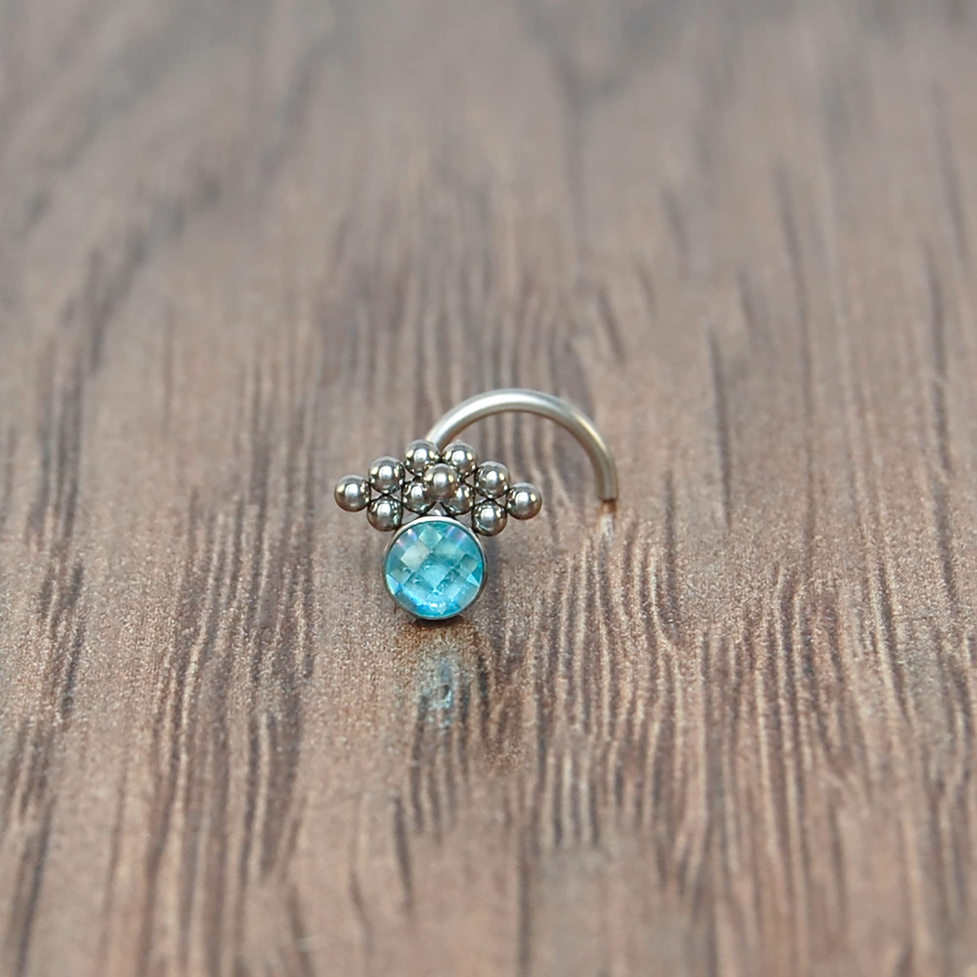 CZ Nose Stud Titanium - Nose Pin 20g - Nostril Jewelry 18g - Nose Ring 22g - Nose Earring - Nose Bone Stud 16g (Gauge Size: 22g; Style: L Shape)