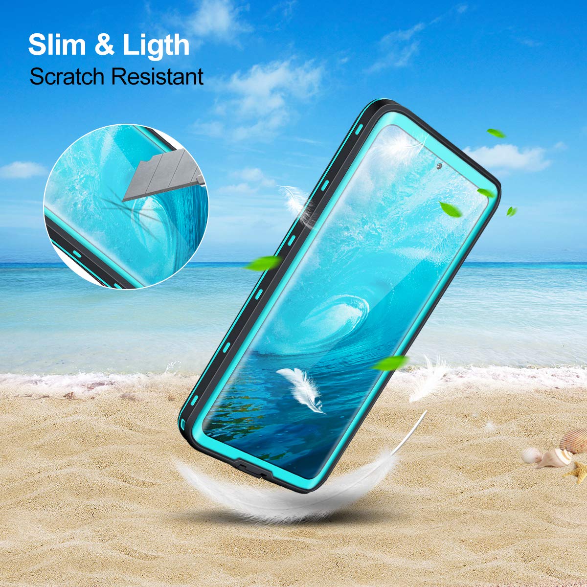 for Samsung Galaxy S21 Ultra Phone Case Waterproof with Screen Protector, Full Body Protection Heavy Duty Shockproof Drop Proof Anti-Scratched Rugged Cases Cover for Galaxy S21 Ultra 6.8" （All Teal）