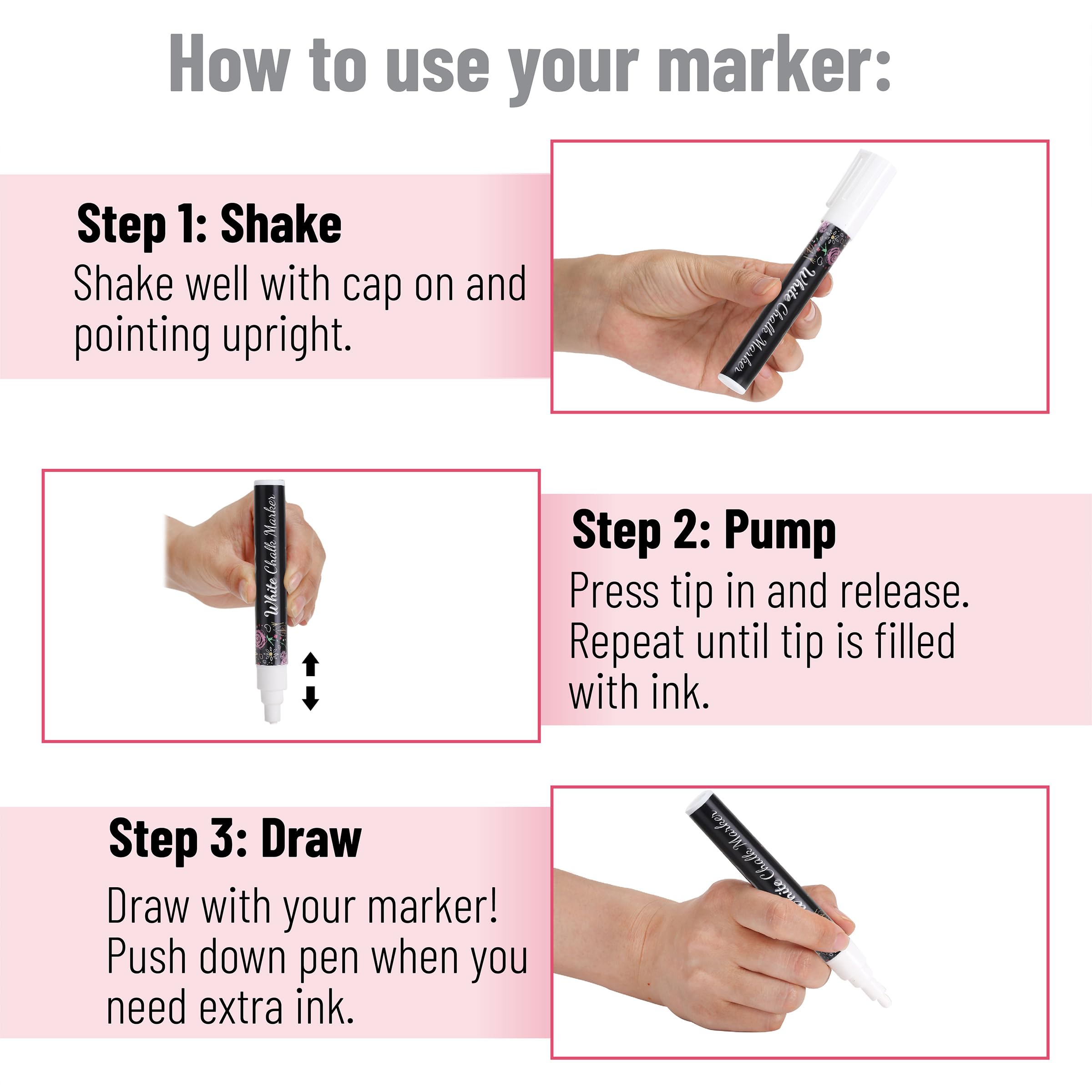 Mr. Pen- White Chalk Markers, 4 pcs, Assorted Size, Chalk Marker, Chalk Pen, Liquid Chalk Marker, Chalk Markers White, White Chalk Pen, Chalkboard Marker, White Chalkboard Marker, Chalkboard Pen