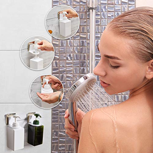 Shower Gel Bottle Rack Hook Self Adhesive Wall Mounted Shampoo Holder Hook Shower Gel Bottle Rack Hanger Liquid Soap Shower Holder for Wall Kitchen Bathroom Toilet (6 Pieces)