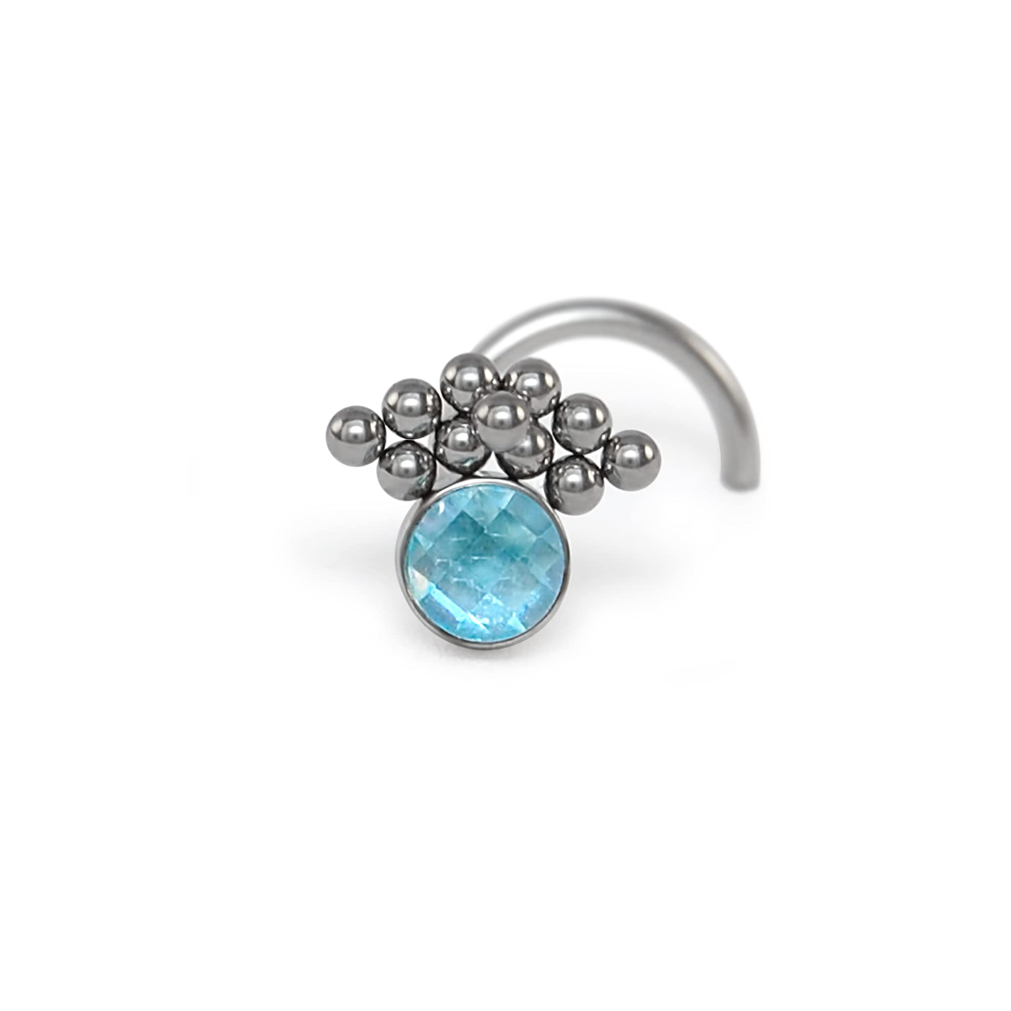 CZ Nose Stud Titanium - Nose Pin 20g - Nostril Jewelry 18g - Nose Ring 22g - Nose Earring - Nose Bone Stud 16g (Gauge Size: 22g; Style: L Shape)