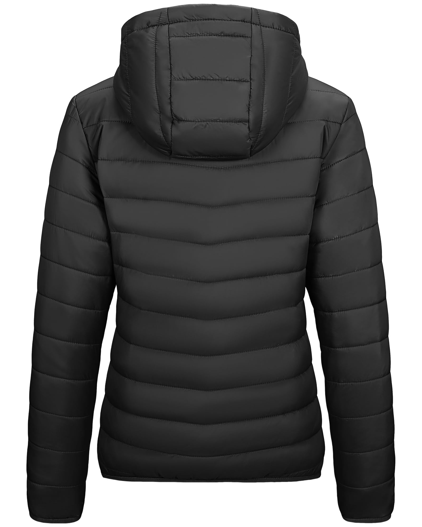 Outdoor Ventures Women's Packable Lightweight Full-Zip Puffer Jacket with Hood Quilted Winter Coat