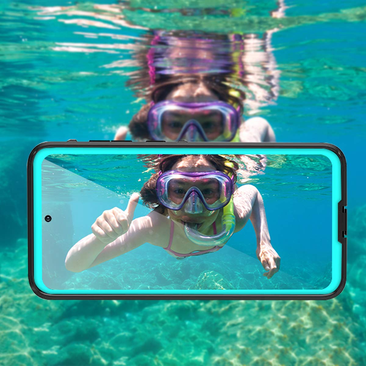 for Samsung Galaxy S21 Ultra Phone Case Waterproof with Screen Protector, Full Body Protection Heavy Duty Shockproof Drop Proof Anti-Scratched Rugged Cases Cover for Galaxy S21 Ultra 6.8" （All Teal）