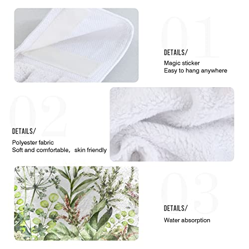 Sletend Hanging Kitchen Towel with Loop Herb Plant Hand Towel 2 Pcs Soft Microfiber Coral Velvet Tie Towel Decor for Bathroom Laundry Room Decor