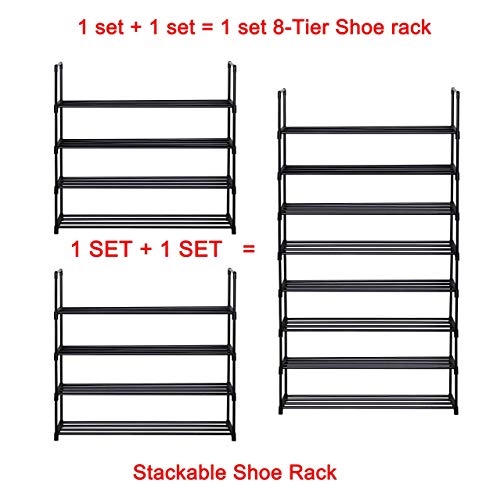 HOMEFORT 4-Tier Shoe Rack All Metal 3-Tier Shoe Rack