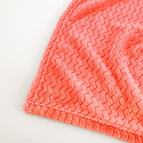 Whale Flotilla Breathable Fleece Throw Blanket for Couch Sofa(50x70 Inch), Super Soft Fuzzy Blankets for All Season, Lightweight and Fluffy, Coral(Chevron)
