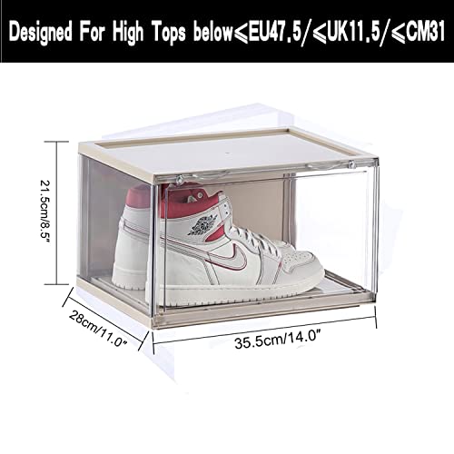 W XUEXIEWU K.T.Z Shoe Boxes,Clear Plastic Shoe Box,Sports Shoe Storage Box, Magnetic Side Open Stackable Shoe Box(Khaki 1PCS)
