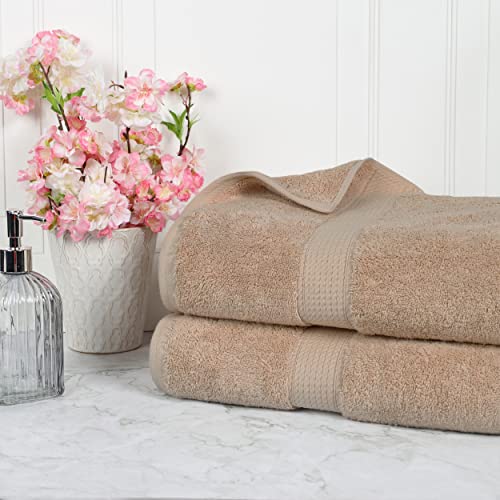 SUPERIOR Egyptian Cotton 2-Piece Solid Bath Sheet Set, Bath Sheet 34β x 68β, 800 GSM, 2-Pieces, Latte