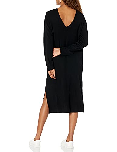 The Drop Women's Suki Rib Midi V-Back Dress, Black, XXL, Plus Size
