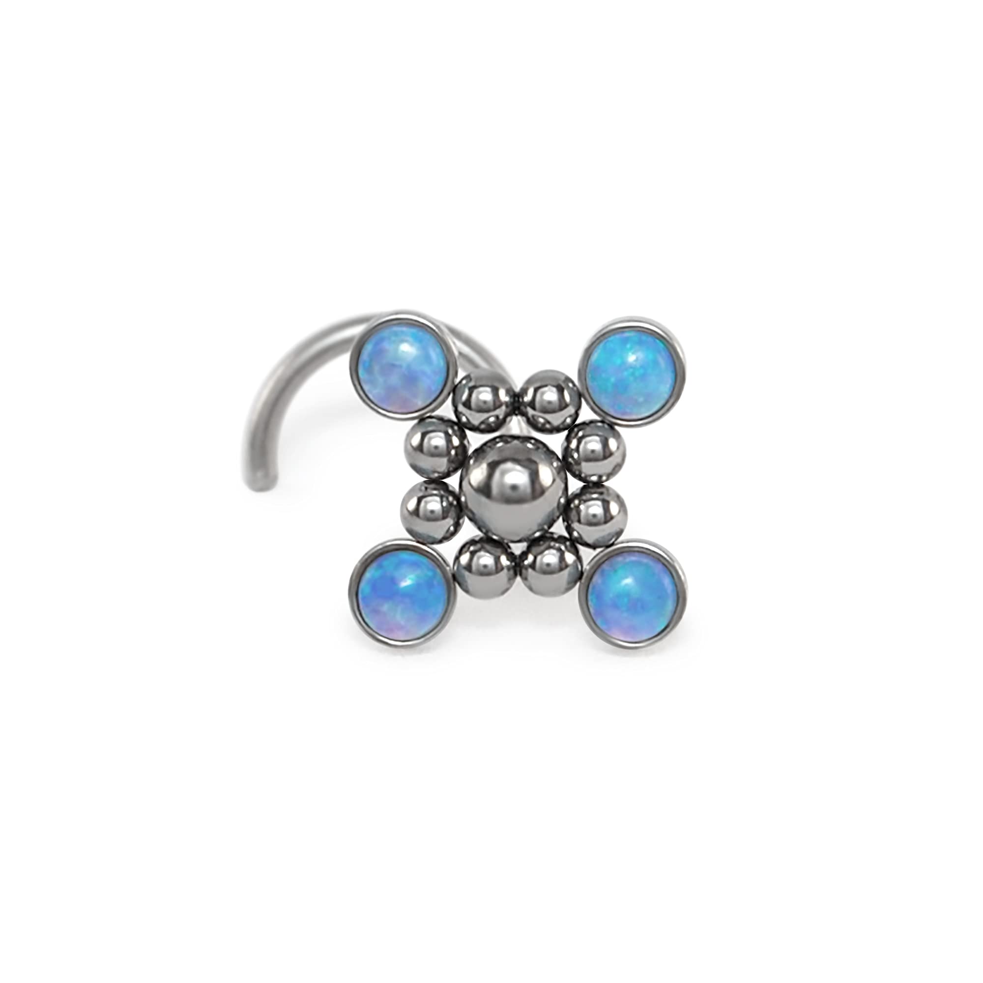 Titanium Nostril Ring Opal - Nose Stud Screw 20g - Nose Ring 18g - Nose Pin - Nose Bone Stud 22g - Nose Earring 16g (Gauge Size: 18g; Style: Left Screw)