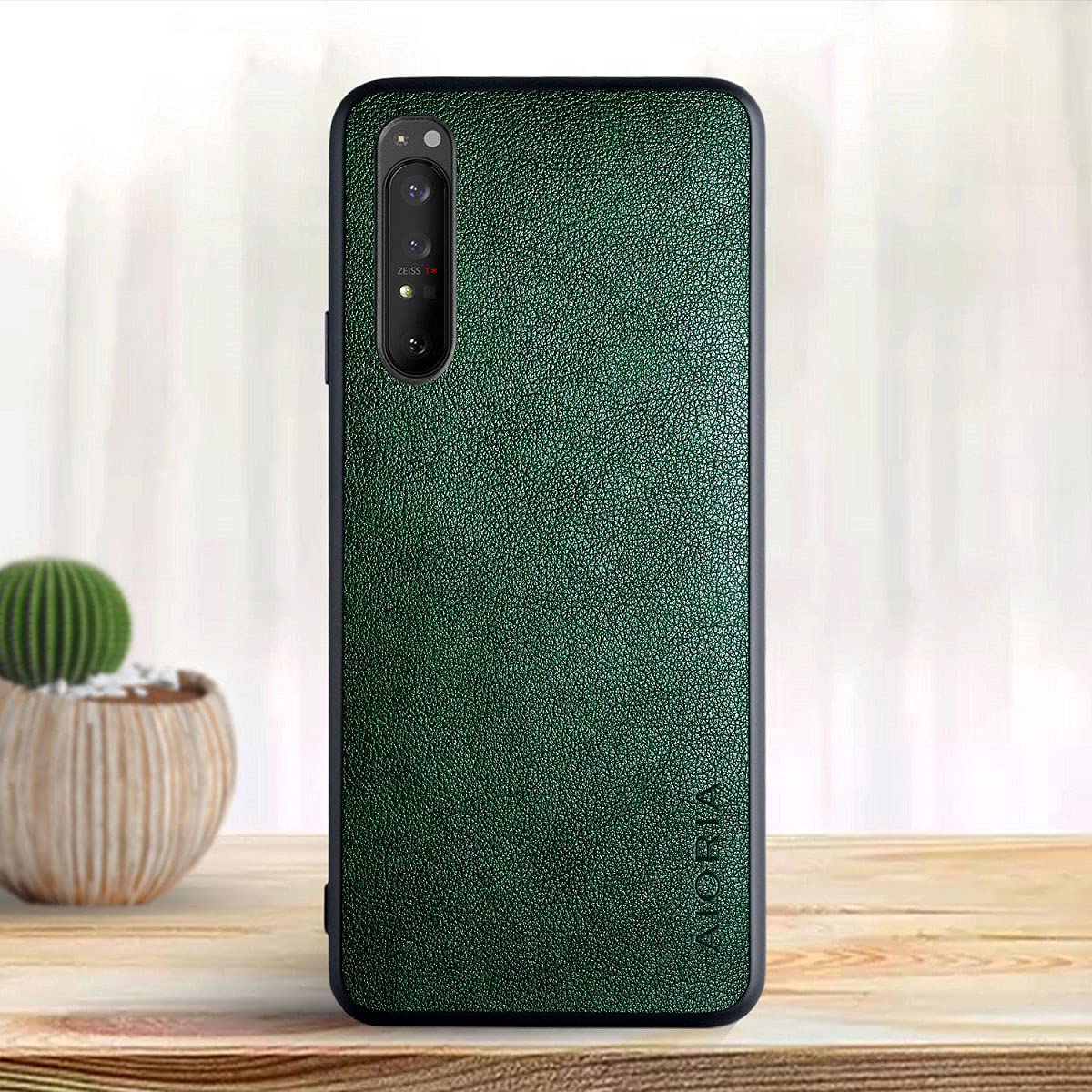 AIORIA for Sony Xperia 1 iii Case, 6.5 inch Premium PU Leather Phone Cover Retro Design Full Protective case for Sony Xperia 1 iii (Green)