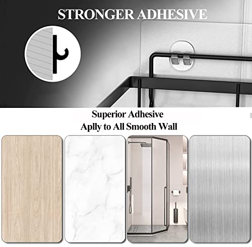 Shower Caddy Organizer & Soap Dish Holder Set, 4PCS with Removable Self Adhesive Hooks Shelf Basket Shelves for Shampoo Small Essentials Storage Bathroom Organization Kitchen Accessories Spice Racks