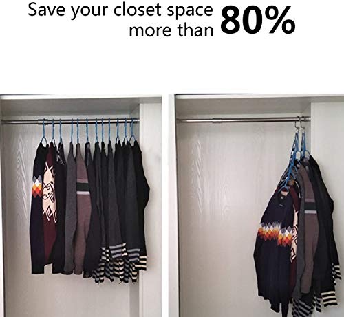 Dusdombr 6Pc Space Saving Hangers, Multi-Purpose Metal Magic Hangers Cascading Hanger Hook Design Metal Hangers for Organizing Wardrobe Clothing Hanger