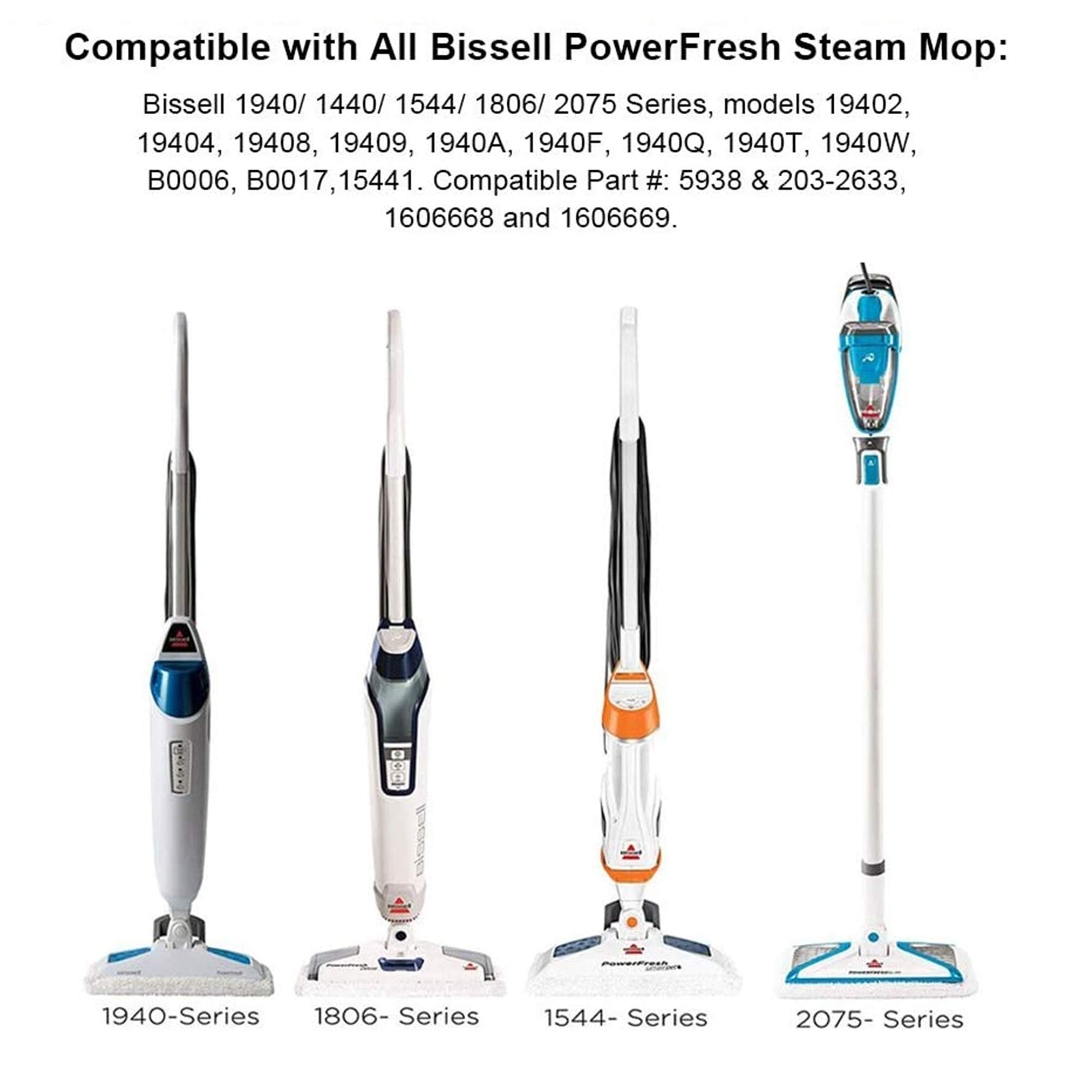 ZNBHEPA 4 Pack Replacement Pads for Bissell Powerfresh Hard Floor Steam Cleaner 1940 1440 1544 1806 2075 Series Steam Mop Compare to Part # 5938 & 203-2633.