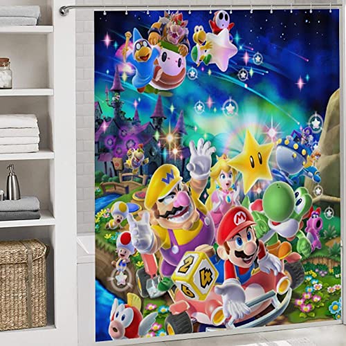Cartoon ๐๐ฎ.๐๐๐ซ ๐๐.๐๐ข๐จ 4 Piece Bathroom Set,๐.๐๐จ๐ฌ Waterproof Shower Curtains for Bathroom Set with Shower Mat Non Slip & Toilet Lid Cover and U Shower Mat