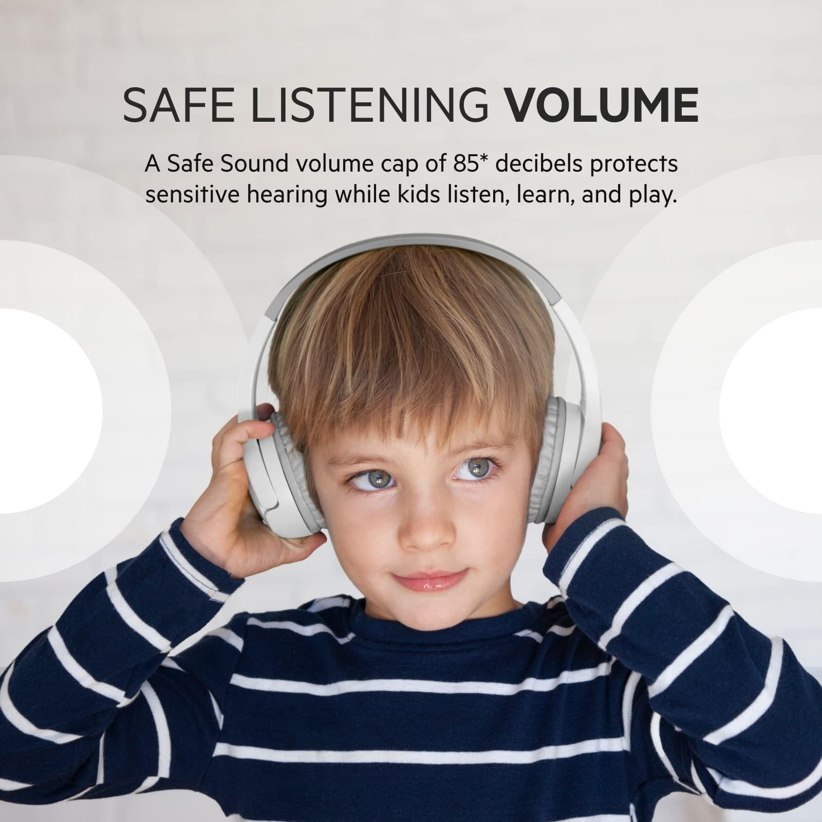 Belkin SoundForm Mini - Wireless Bluetooth Headphones for Kids with 30H Battery Life, 85dB Safe Volume Limit, Built-in Microphone - Kids On-Ear Earphones for iPhone, iPad, & More - White w/ Case