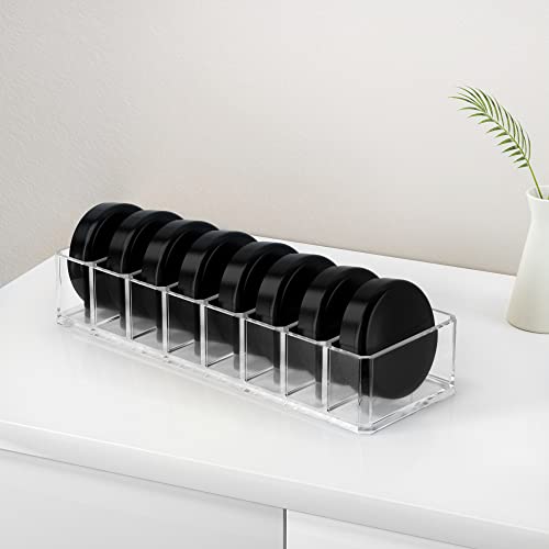HBlife Clear Acrylic Makeup Compact Organizer, 8 Spaces Vanity Organizer Stand Eyeshadow Pallet Storage for Lipstick Bronzer Powder Highlighter, Skincare Cosmetic Display Cases for Bathroom