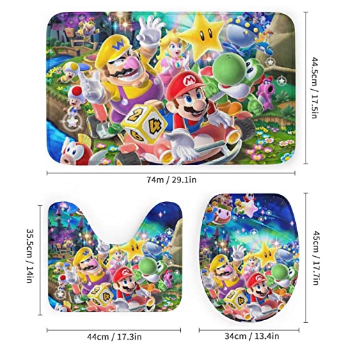 Cartoon ๐๐ฎ.๐๐๐ซ ๐๐.๐๐ข๐จ 4 Piece Bathroom Set,๐.๐๐จ๐ฌ Waterproof Shower Curtains for Bathroom Set with Shower Mat Non Slip & Toilet Lid Cover and U Shower Mat