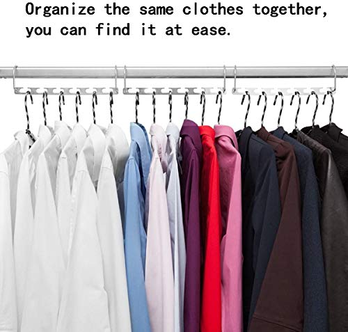 Dusdombr 6Pc Space Saving Hangers, Multi-Purpose Metal Magic Hangers Cascading Hanger Hook Design Metal Hangers for Organizing Wardrobe Clothing Hanger
