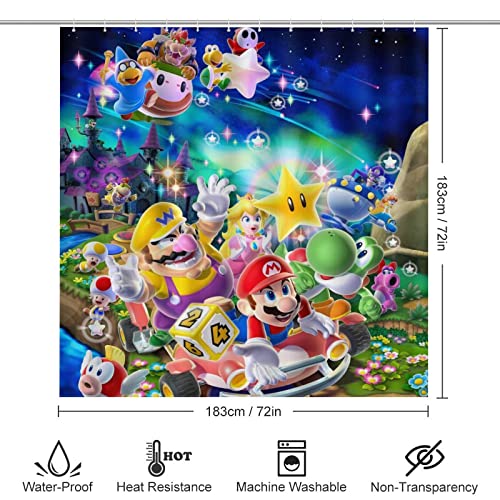 Cartoon ๐๐ฎ.๐๐๐ซ ๐๐.๐๐ข๐จ 4 Piece Bathroom Set,๐.๐๐จ๐ฌ Waterproof Shower Curtains for Bathroom Set with Shower Mat Non Slip & Toilet Lid Cover and U Shower Mat